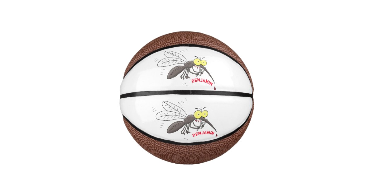 Funny mosquito insect cartoon illustration mini basketball | Zazzle