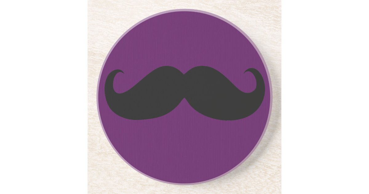 Funny Moustache on Purple Background Coaster | Zazzle
