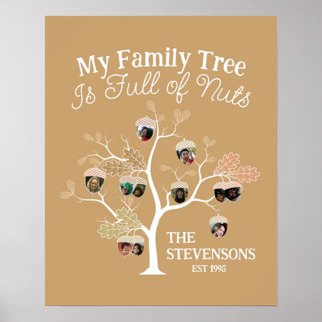 Funny Neutral Photo Family Tree is Full of Nuts Poster | Zazzle
