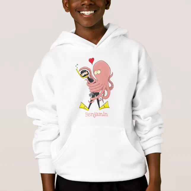 Funny octopus hugs diver cartoon humour | Zazzle