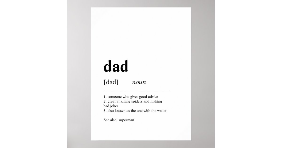 Funny Personalised Dad Definition Poster | Zazzle