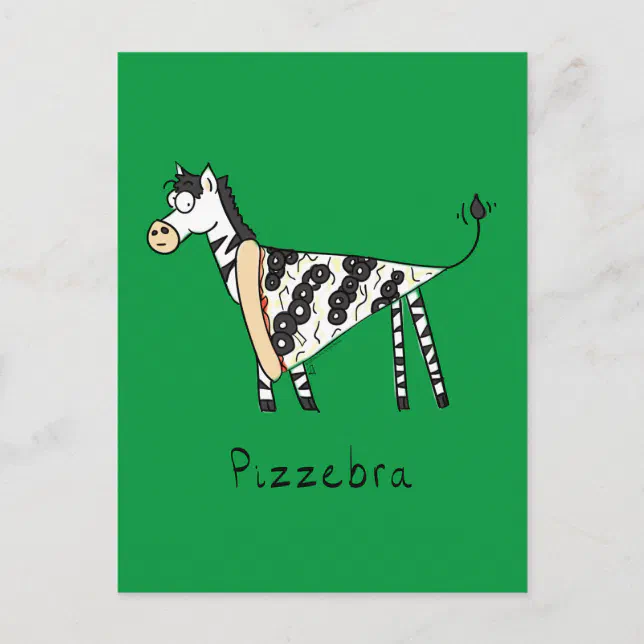 Funny Pizza Zebra Cute Cartoon Kids Postcard | Zazzle
