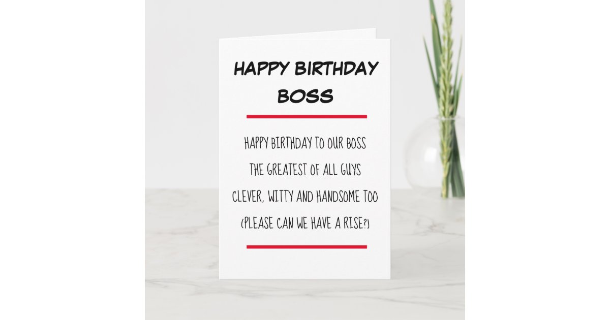 Funny Poem Boss Happy Birthday Card | Zazzle