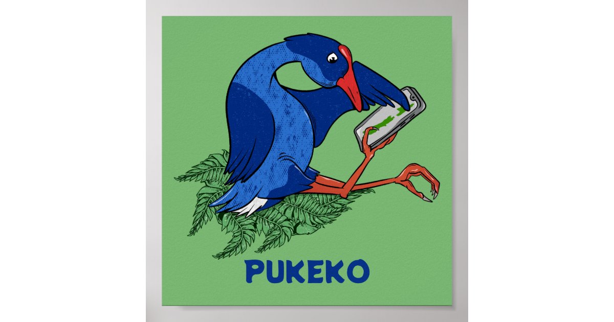Funny Pukeko with mobile phone Poster | Zazzle