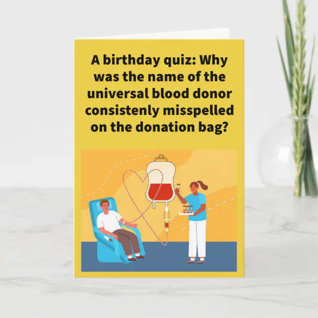Funny Pun Type O Happy Birthday Card | Zazzle