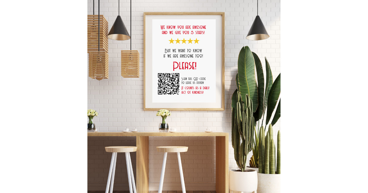 Funny QR Code Leave a Review unique modern Poster | Zazzle