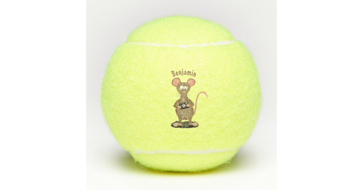 Funny rat with camera cartoon illustration tennis balls | Zazzle