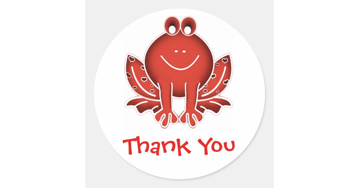 funny red frog - Thank You Classic Round Sticker | Zazzle