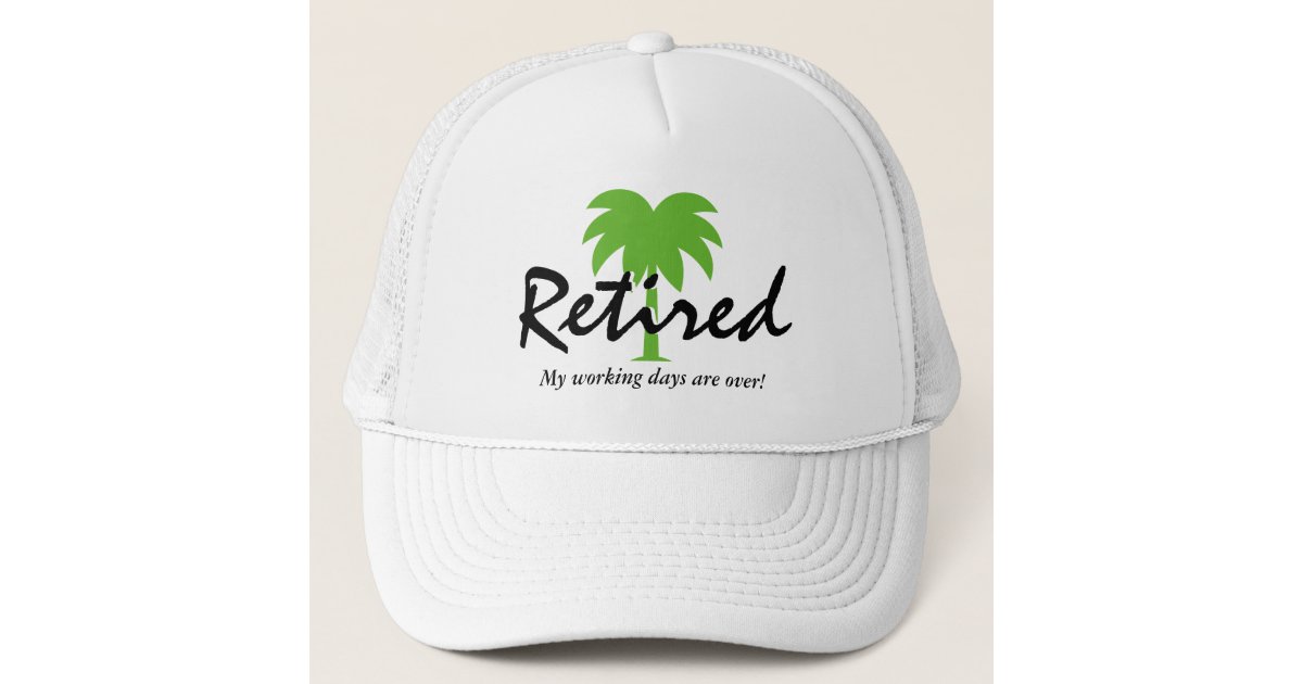 Funny retirement hat with palm tree logo | Zazzle