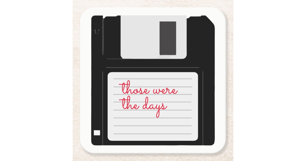 Funny Retro Floppy Disc Square Paper Coaster | Zazzle