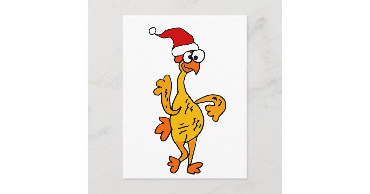 Funny Rubber Chicken Christmas Cartoon Holiday Postcard | Zazzle.co.uk
