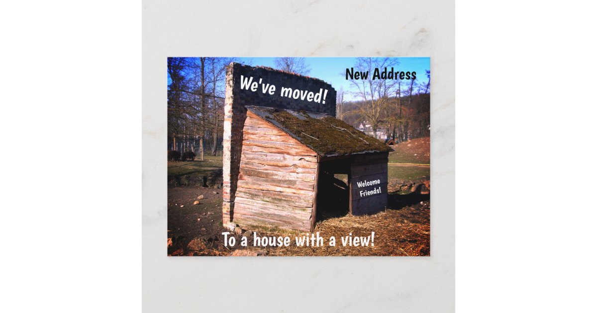 Funny shack moved postcard | Zazzle