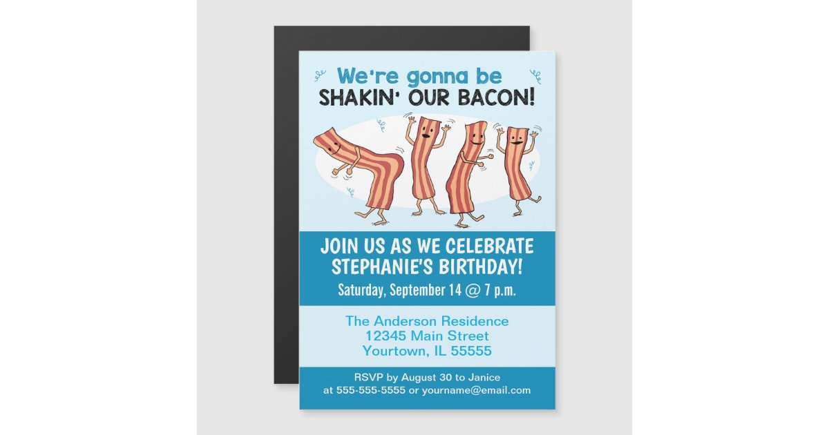 Funny Shakin’ Our Bacon Birthday Party Invitation | Zazzle
