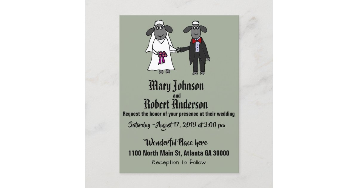 Funny Sheep Bride and Groom Wedding Invitation | Zazzle