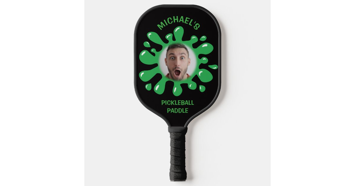 Funny Splatter Squish Green Goo Custom Name Photo Pickleball Paddle ...