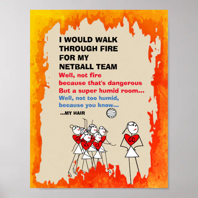 Funny Stick Figures Netball Team Quote Poster | Zazzle