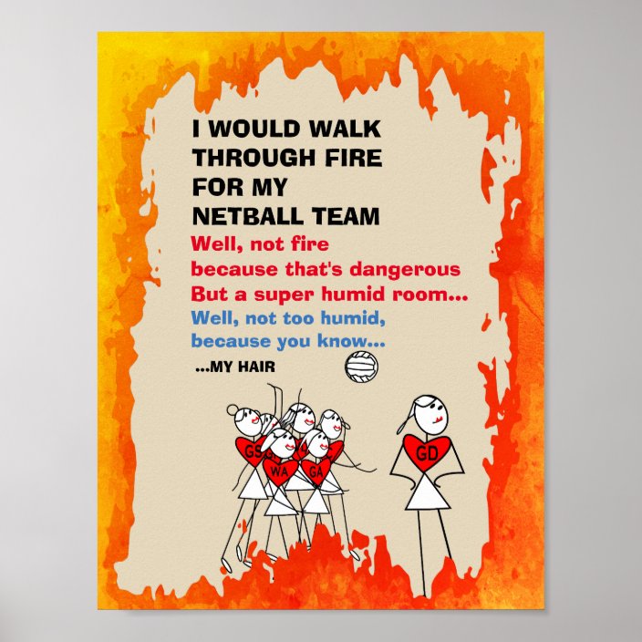 Funny Stick Figures Netball Team Quote Poster | Zazzle.co.uk