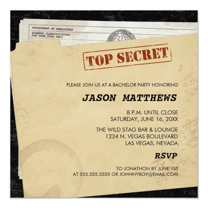 Funny Top Secret Bachelor Party Invitations | Zazzle.co.uk
