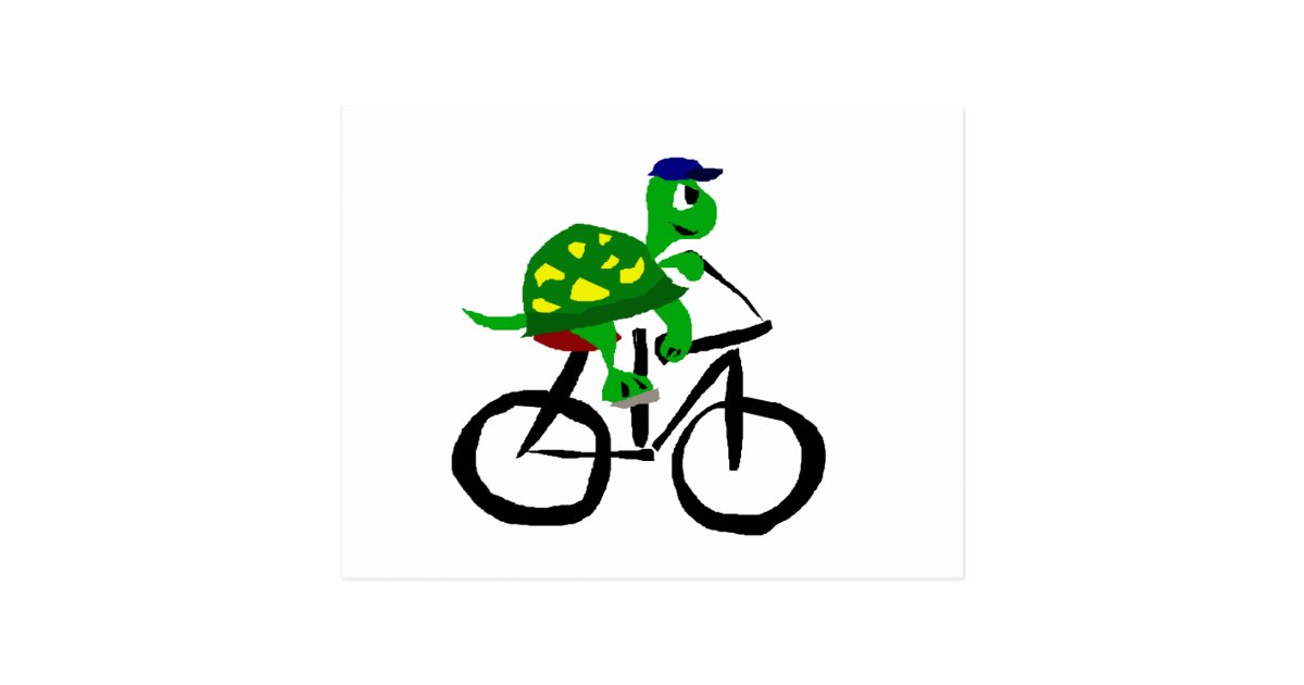 Funny Turtle Riding Bicycle Postcard | Zazzle.co.uk