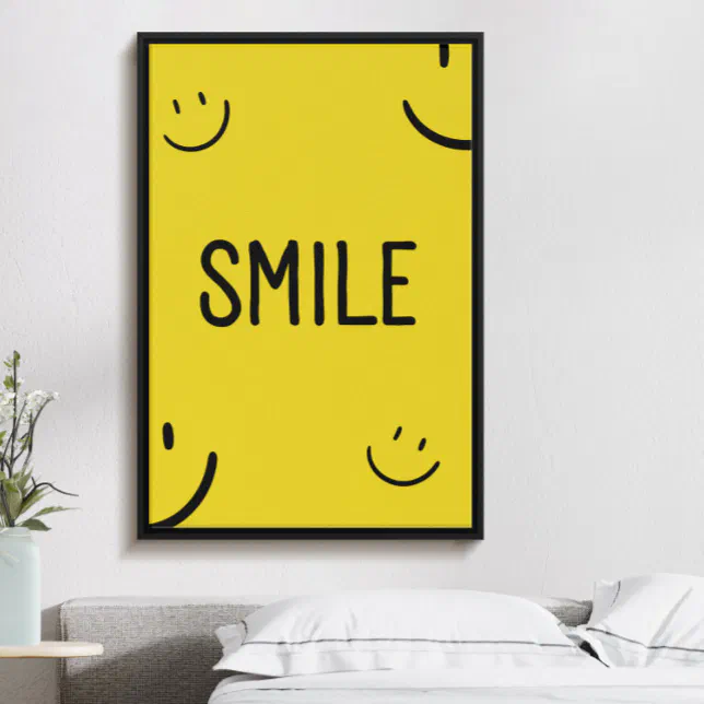 Funny vibrant yellow minimalist smile motivational poster | Zazzle