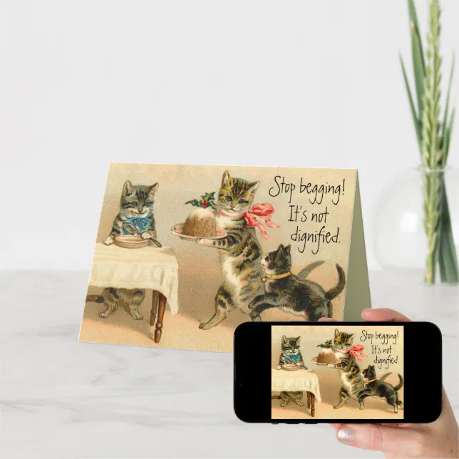 Funny Vintage Cat Christmas Card | Zazzle