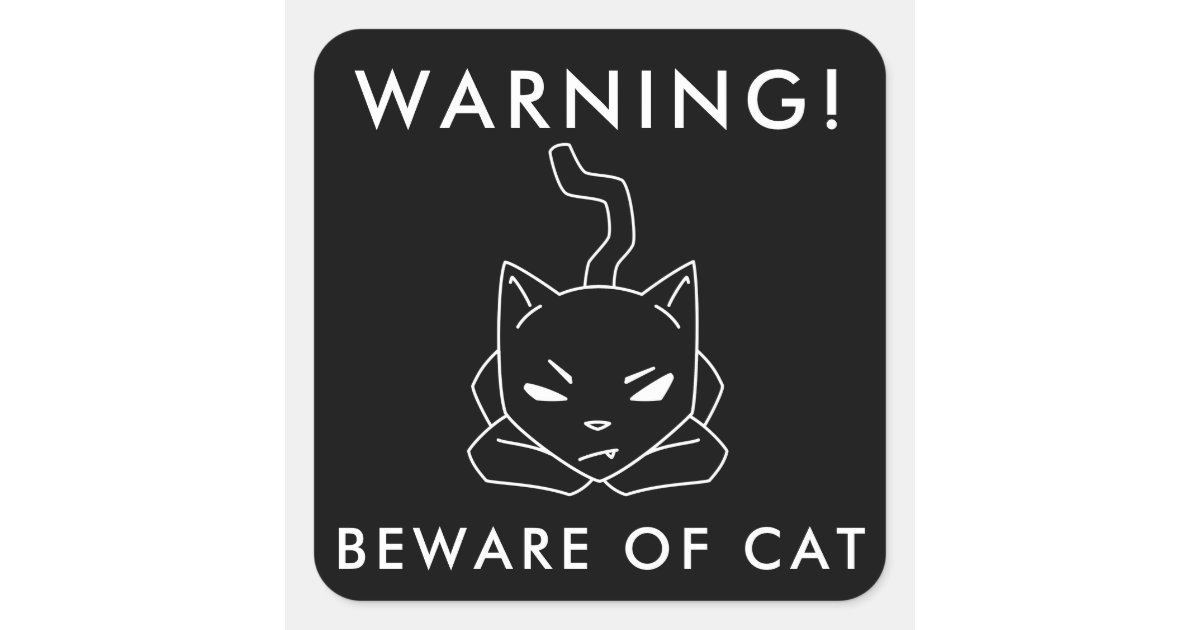 Funny Warning Sign | Angry Cat Logo Square Sticker | Zazzle