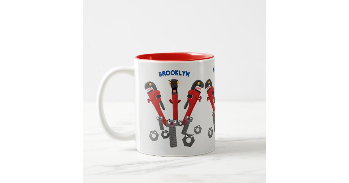 Funny wrench monster tools humour cartoon Two-Tone coffee mug | Zazzle