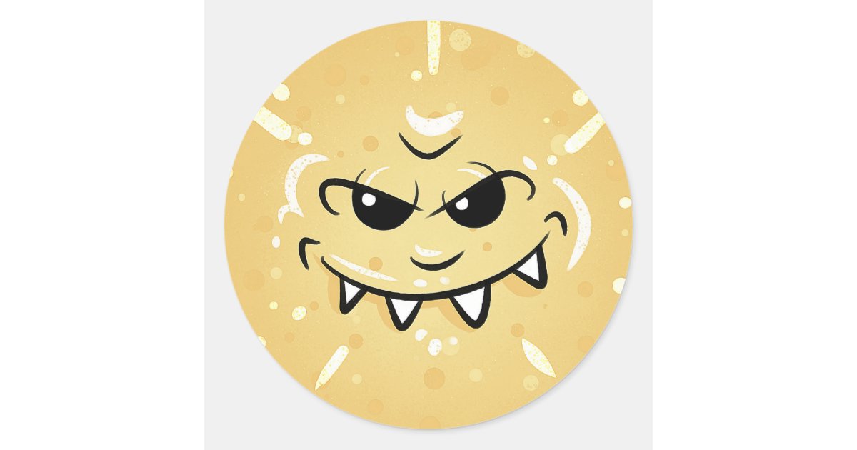 Funny Yellow Face with Sneaky Smile Classic Round Sticker | Zazzle