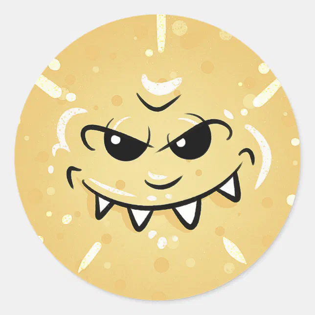 Funny Yellow Face with Sneaky Smile Classic Round Sticker | Zazzle