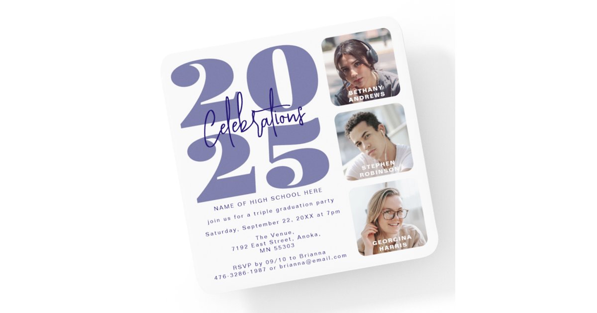 Future Dusk Photo Triple Graduation Invitation | Zazzle