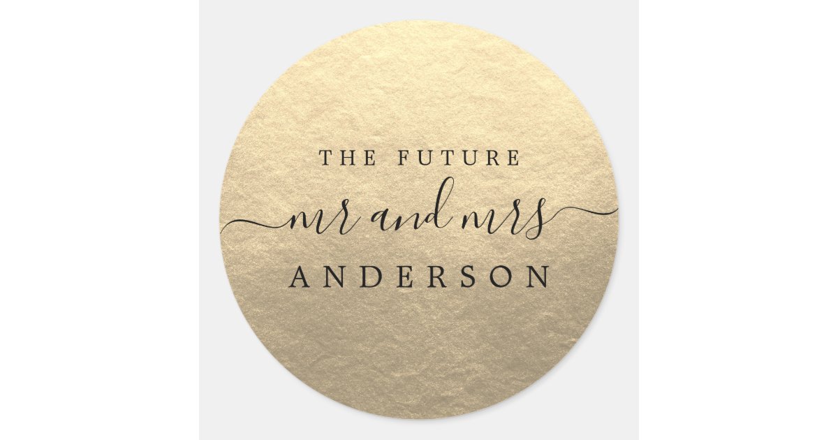 Future Mr Mrs Gold Wedding Sticker | Zazzle
