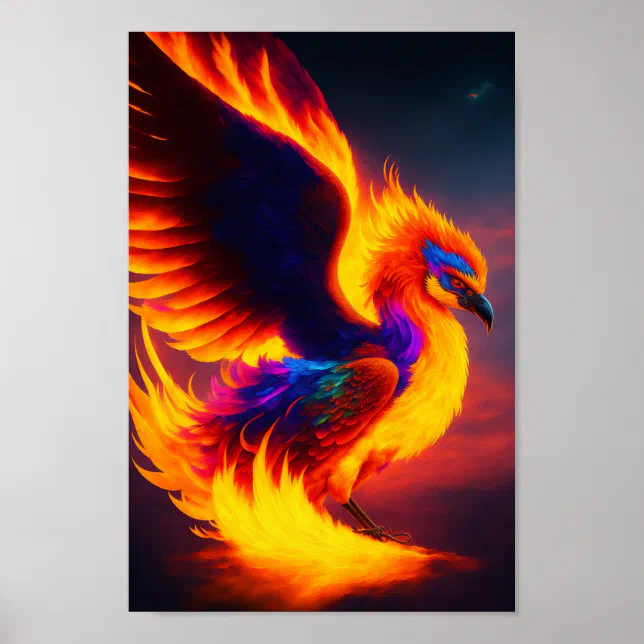Futuristic Phoenix Rising Digital Art Poster | Zazzle