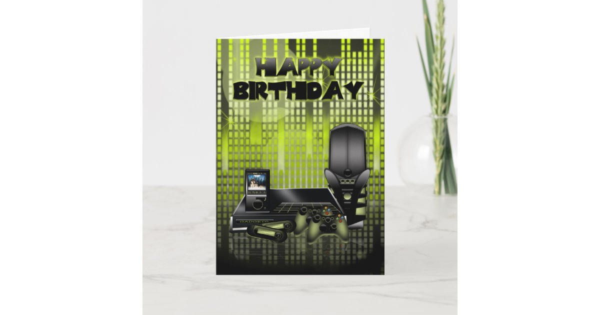 Gadget Lover's Birthday Greeting Card With Tech | Zazzle