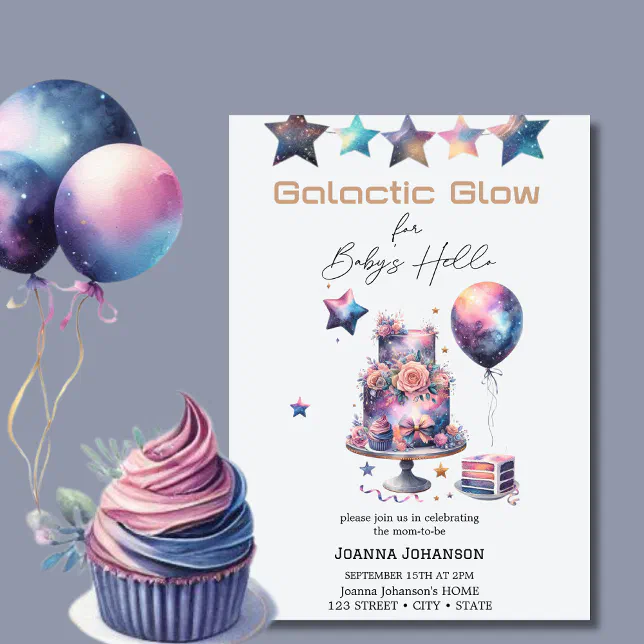 Galactic Celestail Cosmic Stars Baby Shower Invitation | Zazzle