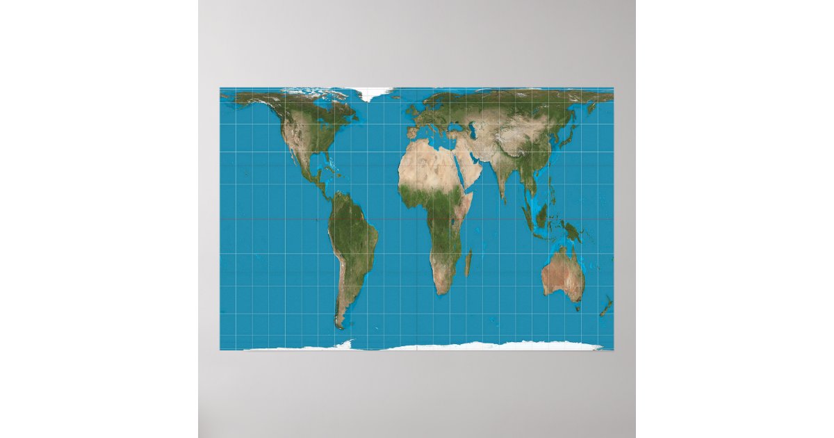 Gall Peters Projection World Map Poster | Zazzle
