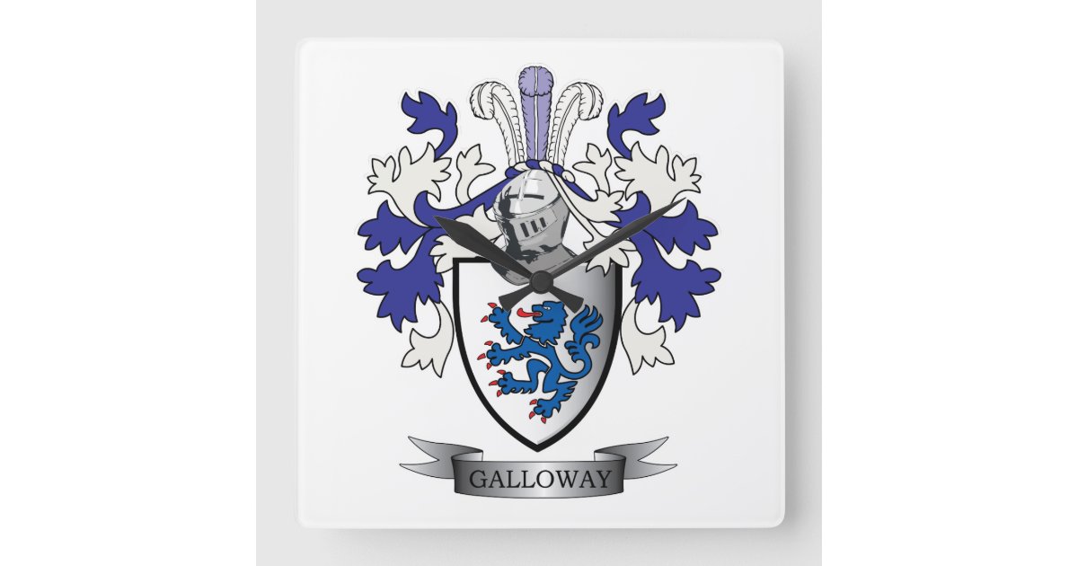 Galloway Family Crest Coat of Arms Square Wall Clock | Zazzle