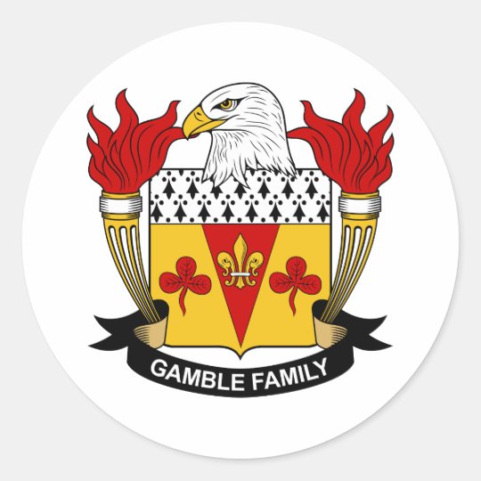 Gamble Family Crest Classic Round Sticker | Zazzle.co.uk