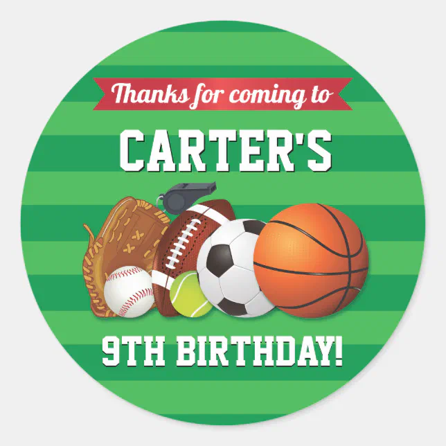 Game Day Sports Team Birthday Classic Round Sticker | Zazzle