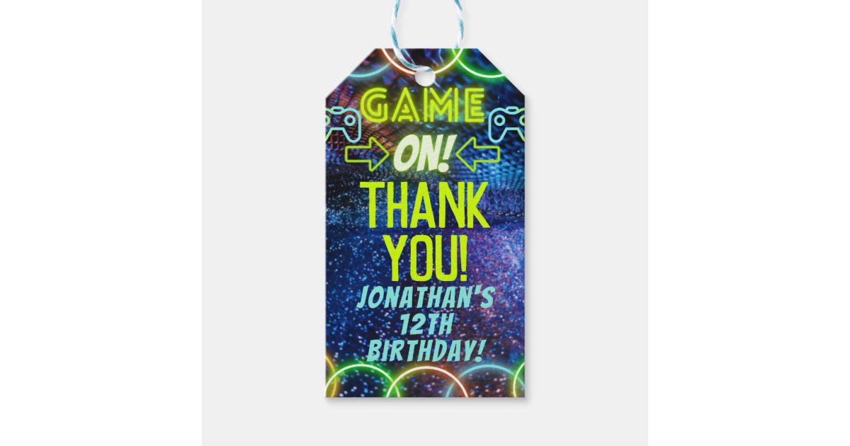 Game On Gaming Birthday Party Thank You Favour Gift Tags | Zazzle
