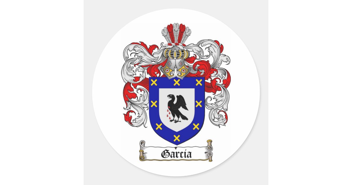 GARCIA FAMILY CREST - GARCIA COAT OF ARMS CLASSIC ROUND STICKER | Zazzle