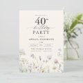 Garden Floral Calligraphy 40th Birthday Invitation | Zazzle