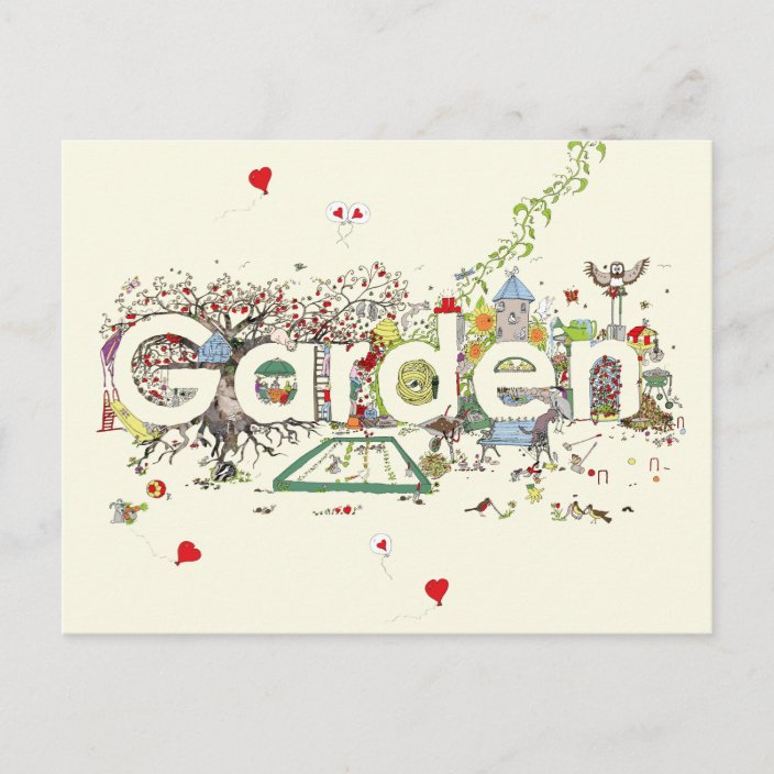 Garden Word Art Cute Funny Gardening Typography Postcard | Zazzle.co.uk