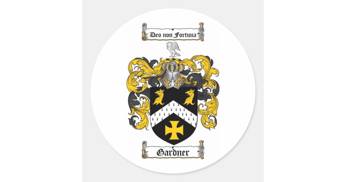 GARDNER FAMILY CREST - GARDNER COAT OF ARMS CLASSIC ROUND STICKER | Zazzle