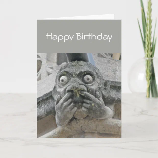 Gargoyle fingers-up-nose card | Zazzle