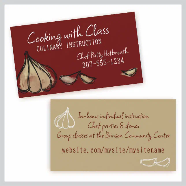 Garlic cloves chef cooking class catering culinary business card | Zazzle
