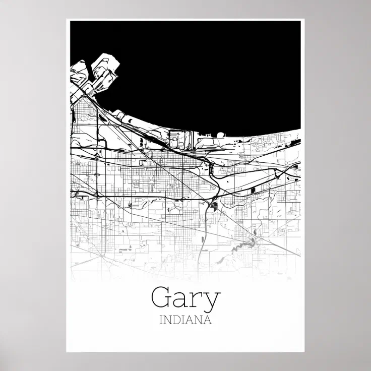 Gary Map - Indiana - City Map Poster | Zazzle