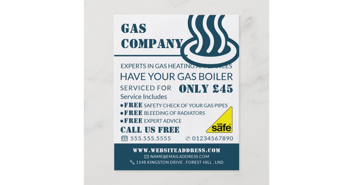 Gas Icon, Gas Engineer & Supplier Advertising Flyer | Zazzle.co.uk
