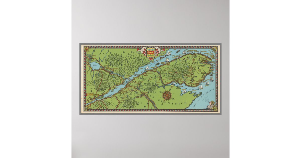 Gaspe Peninsula, Canada Map Poster | Zazzle