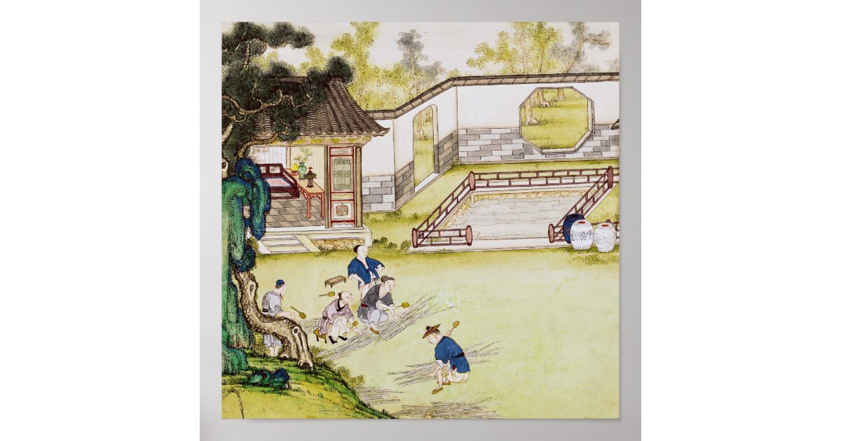 Gathering bamboo to make paper poster | Zazzle