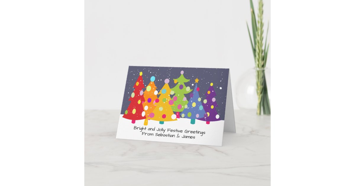 Gay Pride Rainbow Christmas Trees LGBT Holiday Card | Zazzle.co.uk